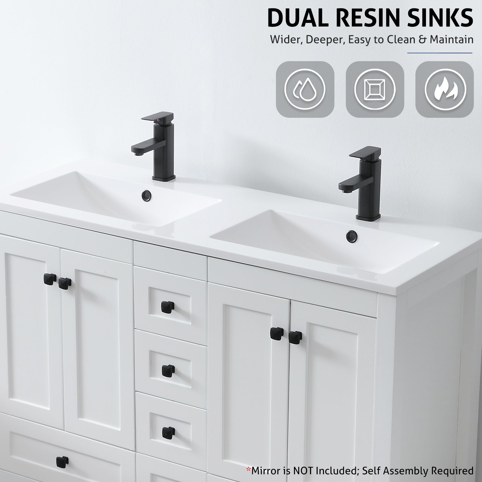 Modern 48 Freestanding Bathroom Vanity Combo with Double Undermount Sinks