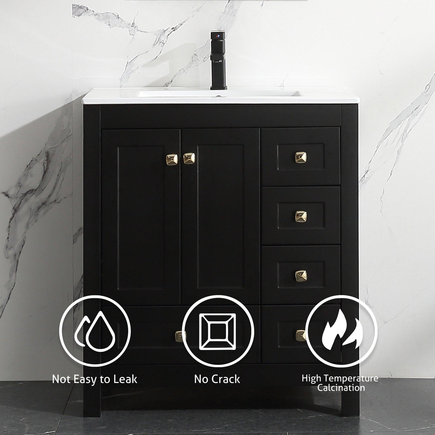 Modern 36" Freestanding Bathroom Vanity Combo with Single Undermount S